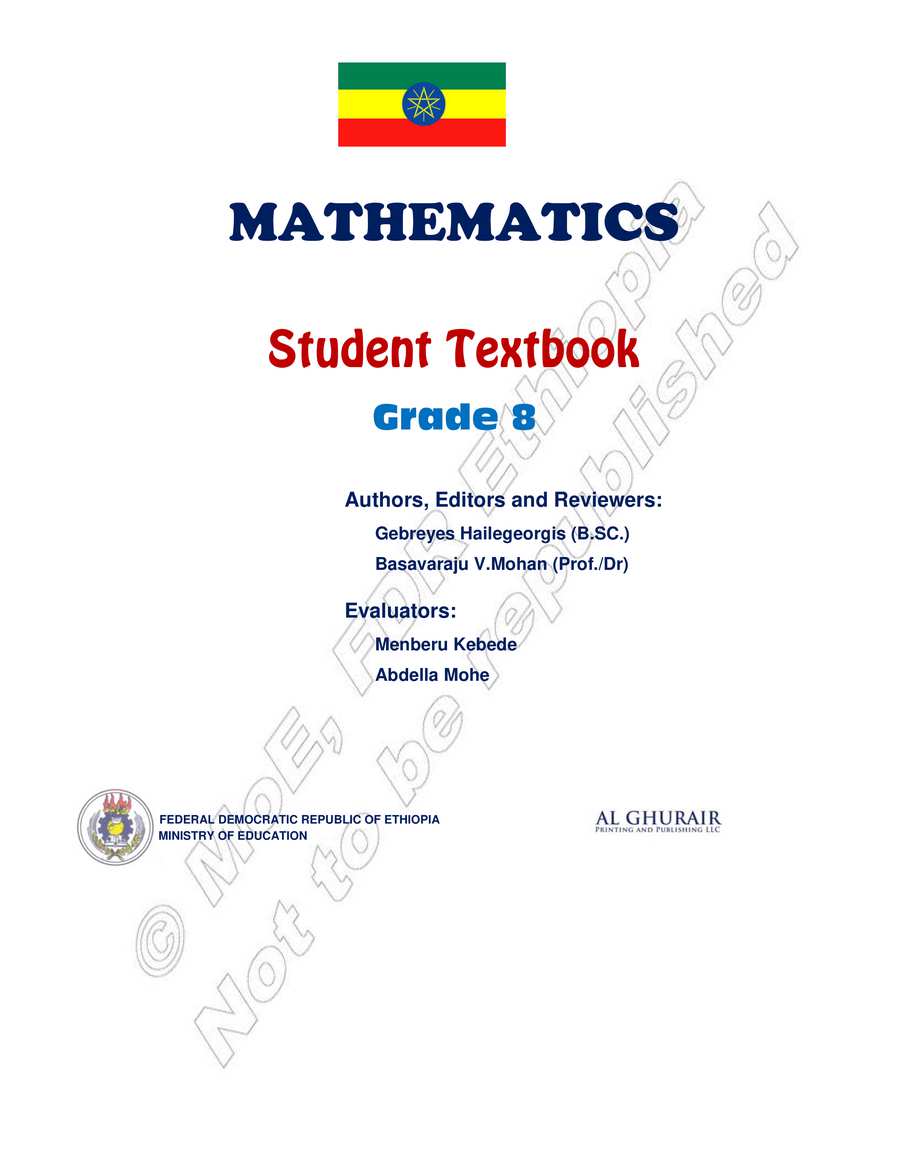 Ethiopia Learning Math Grade 8 Page 1 In English