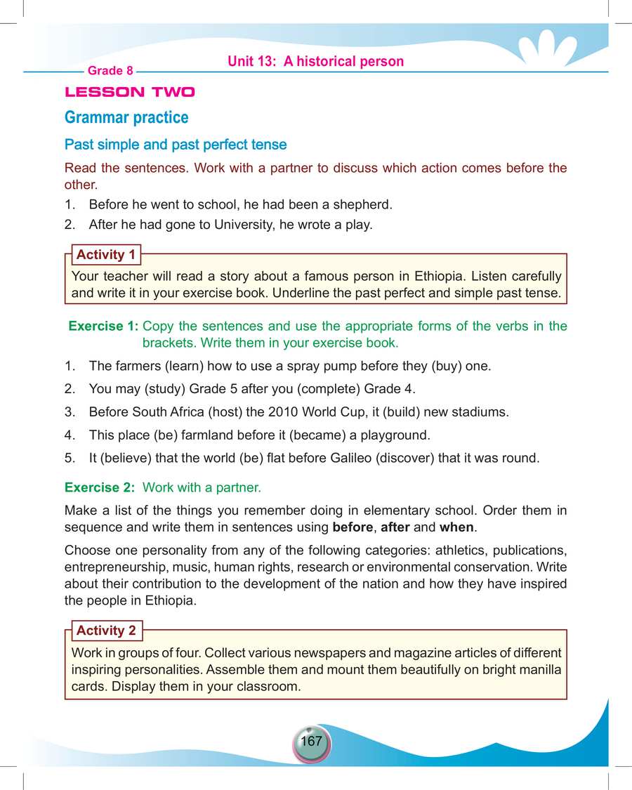 Ethiopia Learning English Grade 8 Page 173 In English Ethiopia Learning English Grade 8 Page 173 In English